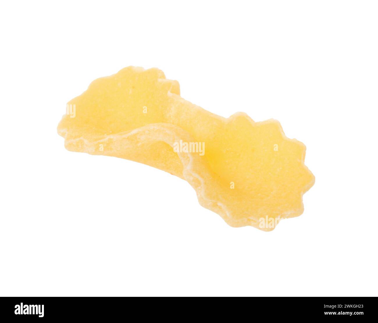 One piece of raw farfalline pasta isolated on white Stock Photo - Alamy