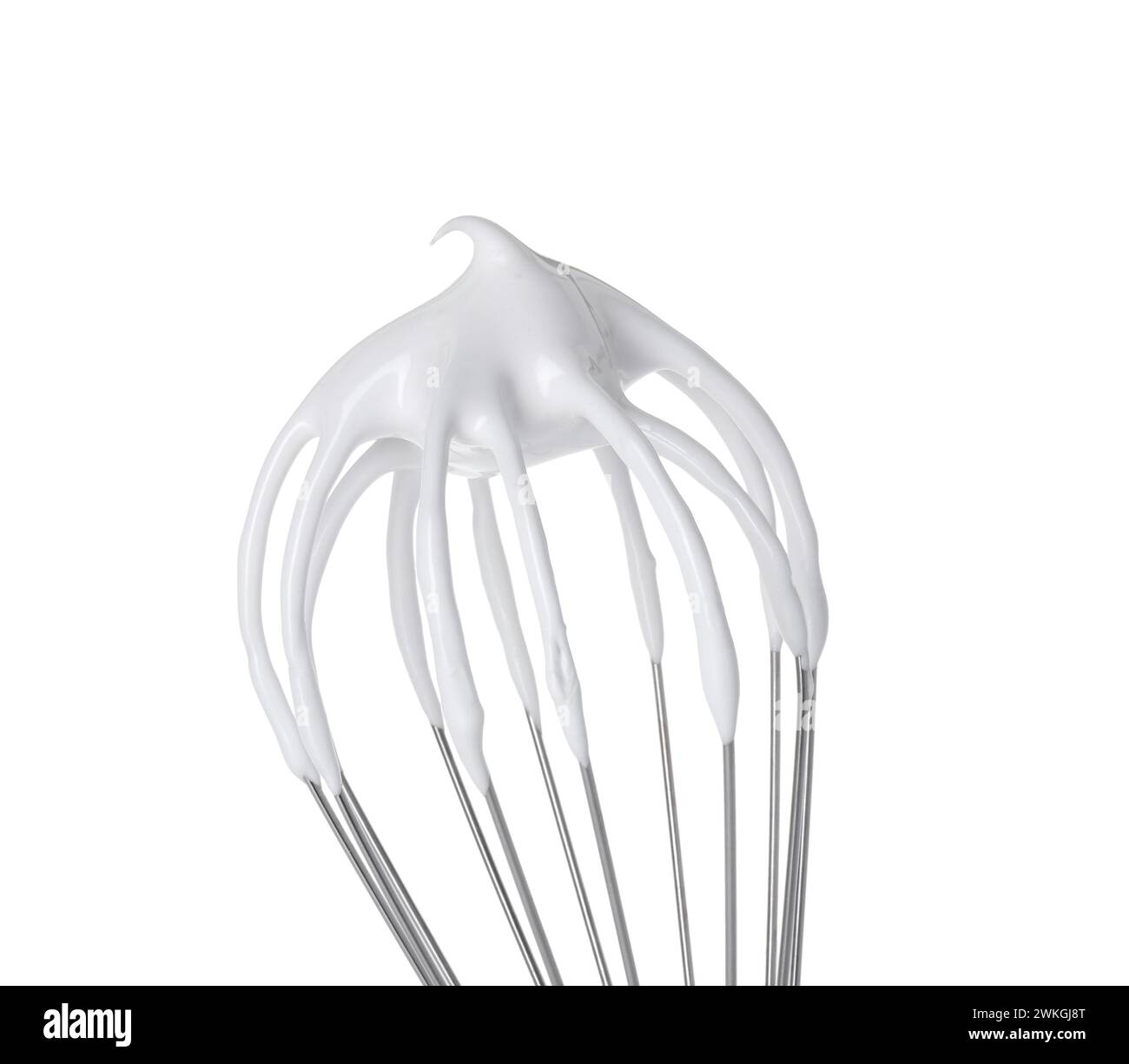 Whisk with whipped cream isolated on white Stock Photo - Alamy
