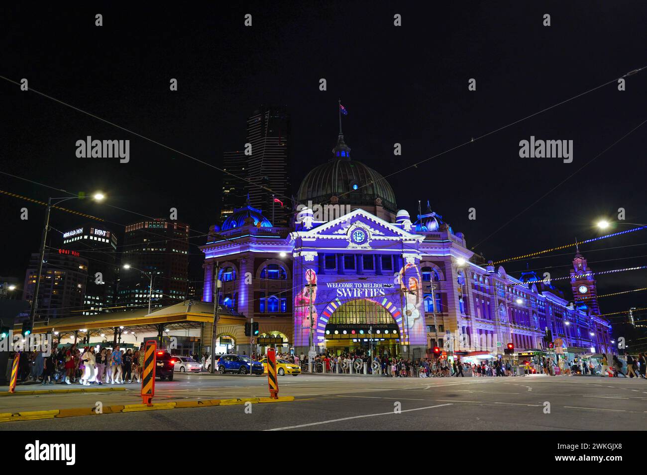 A Taylor Swift projection is shown on Flinders Street Station to greet ...