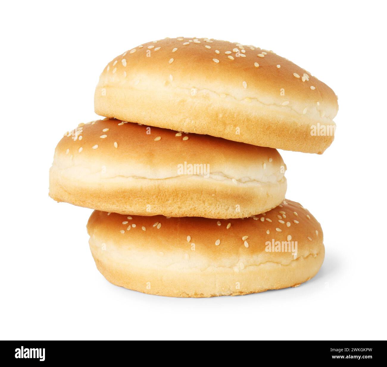 Stack of fresh hamburger buns isolated on white Stock Photo - Alamy