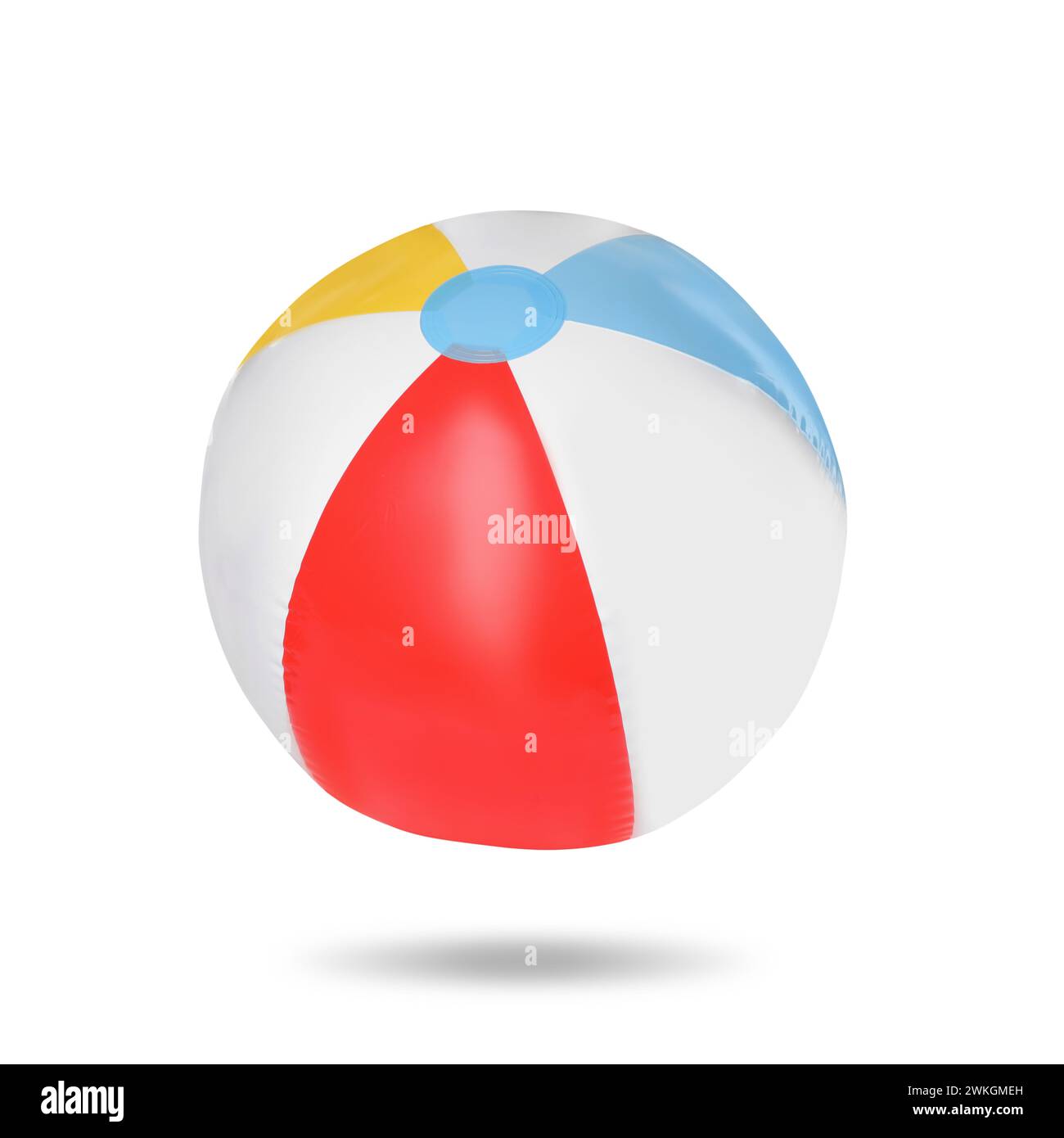 One beach ball in air on white background Stock Photo - Alamy