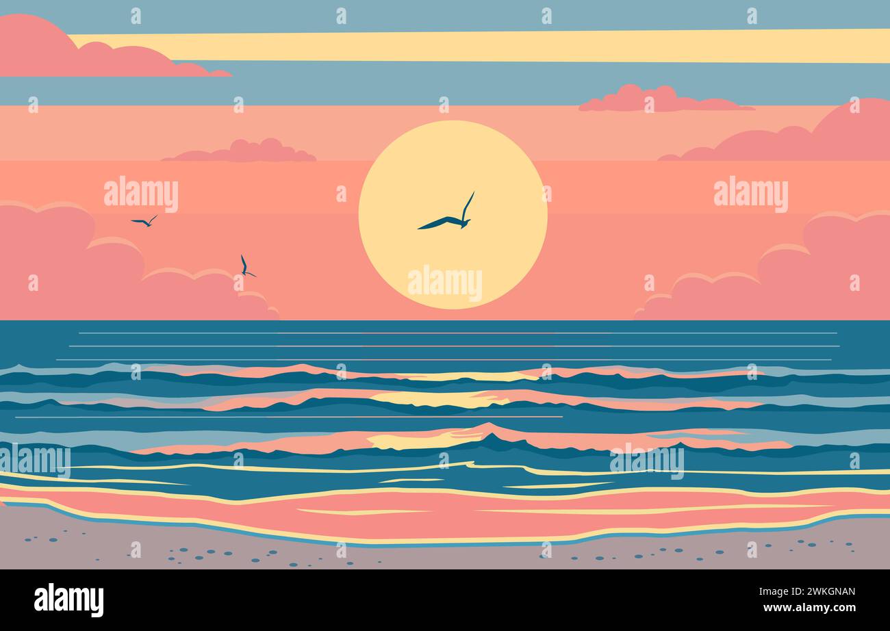 Beach waves illustration Stock Vector Images - Alamy