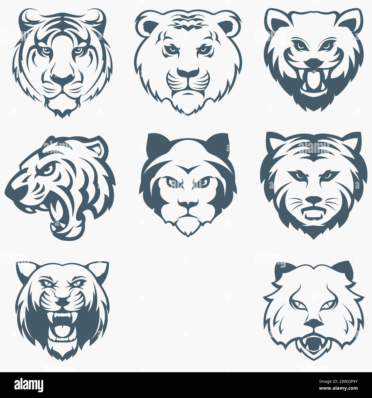 vector image illustration of a collection of tiger logo Stock Vector ...