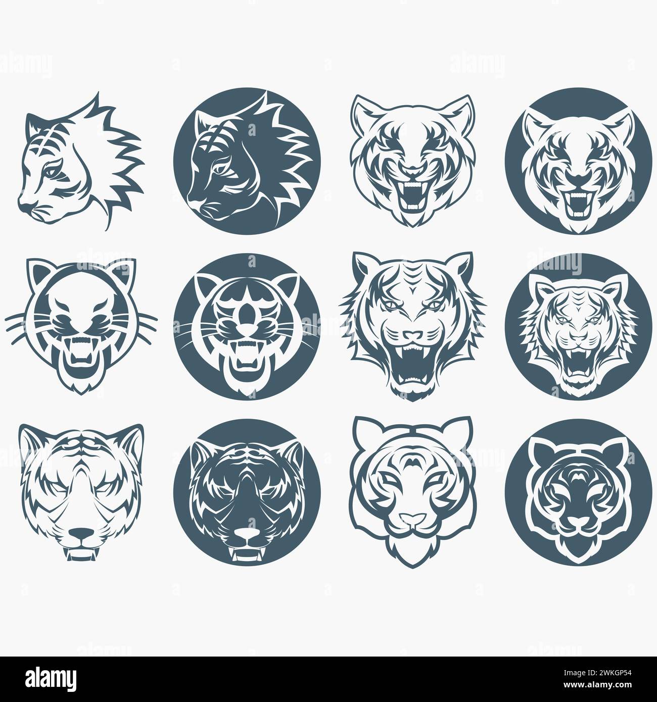 vector image illustration of a collection of tiger logo Stock Vector ...