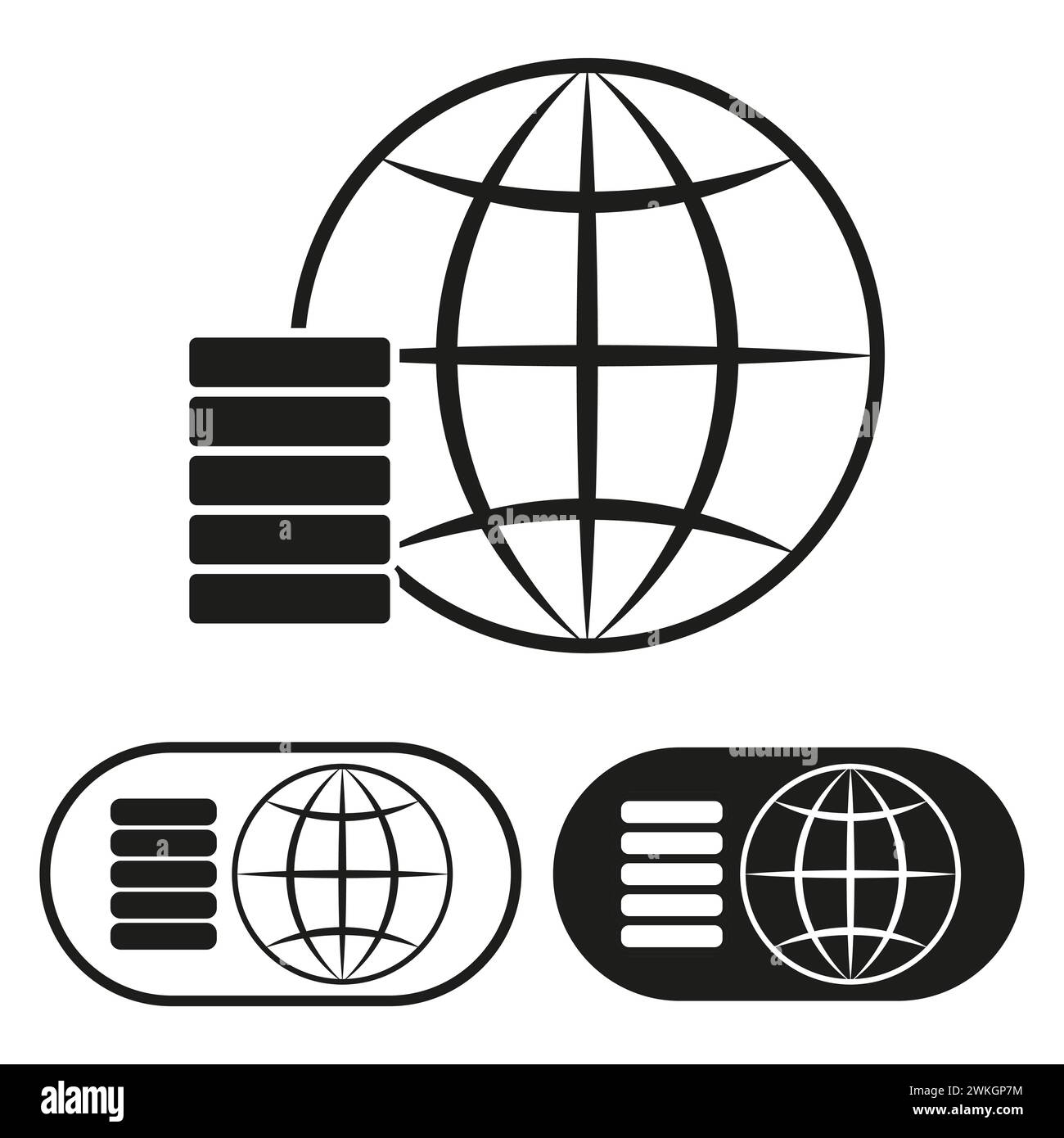 Global Data Center icon. World Data Server symbol. Vector illustration ...