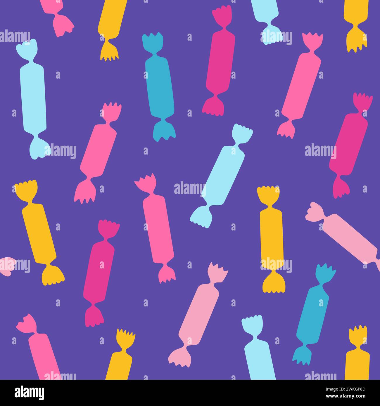 Wrapped candy silhouette seamless pattern. Caramel bonbon lollipop ...