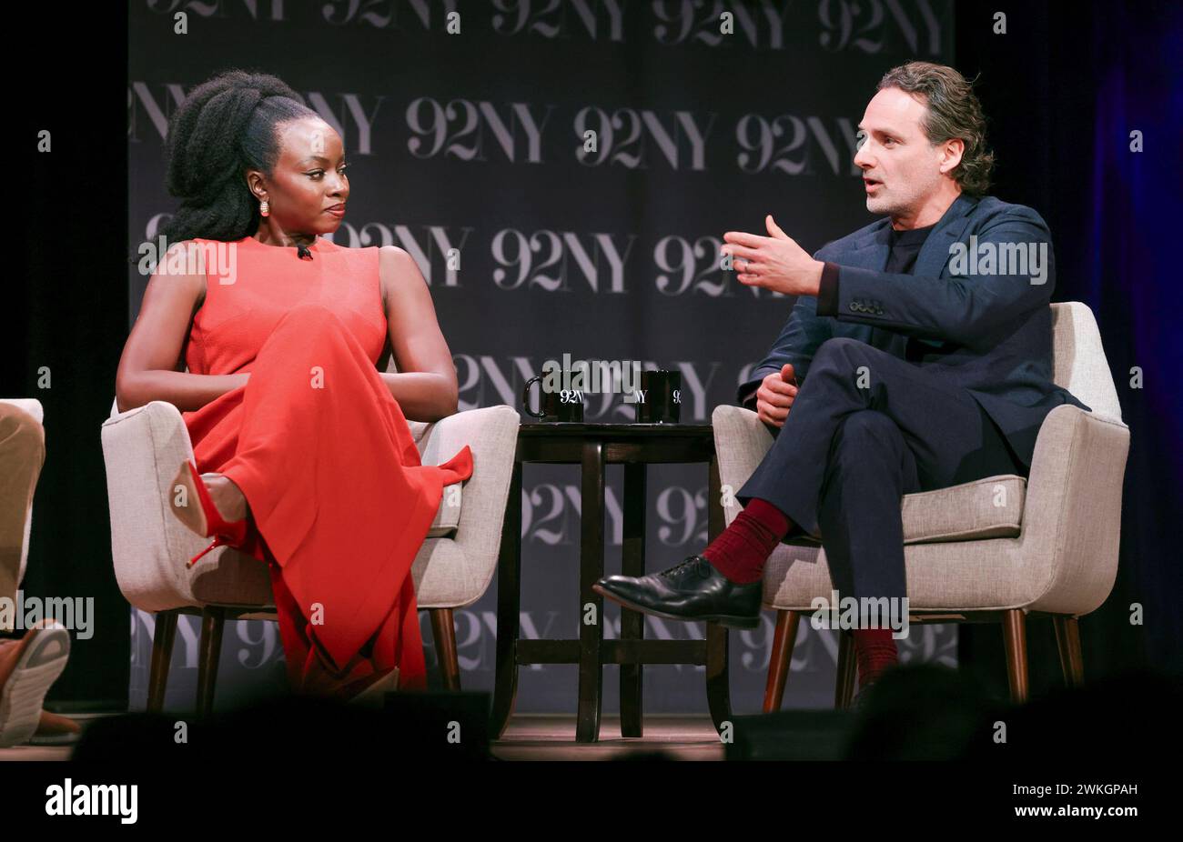 Actors Danai Gurira, left, and Andrew Lincoln discuss "The Walking Dead ...