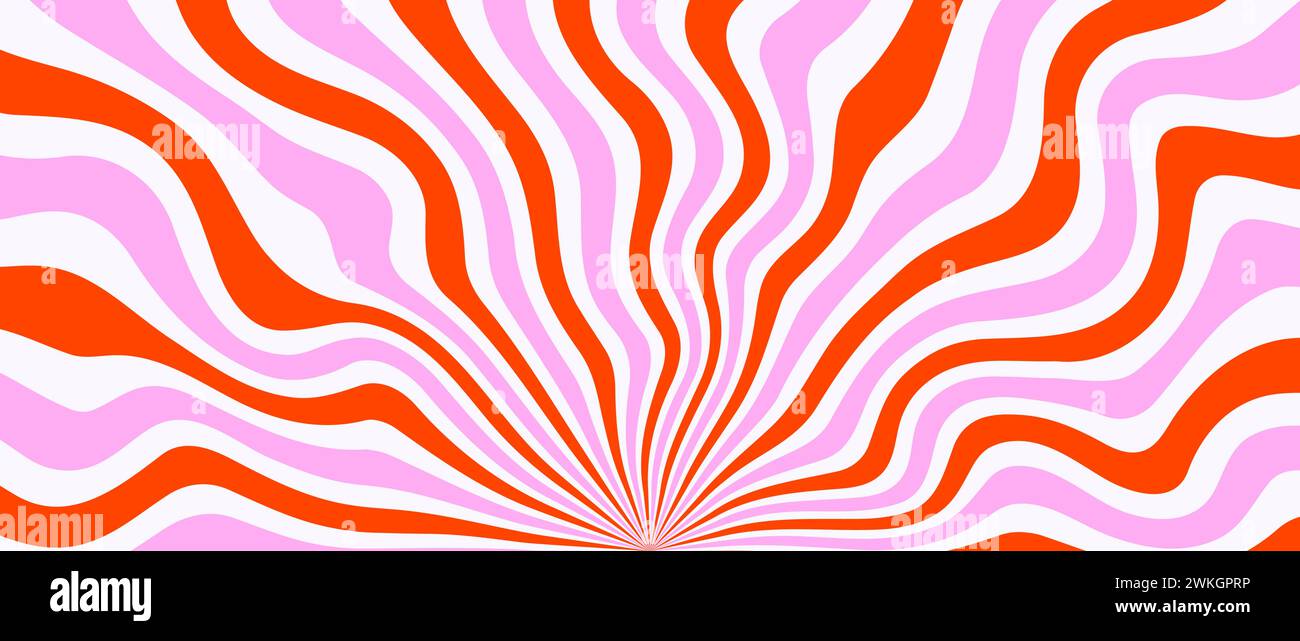 Red pink white trippy burst line background. Psychedelic wavy stripe ...