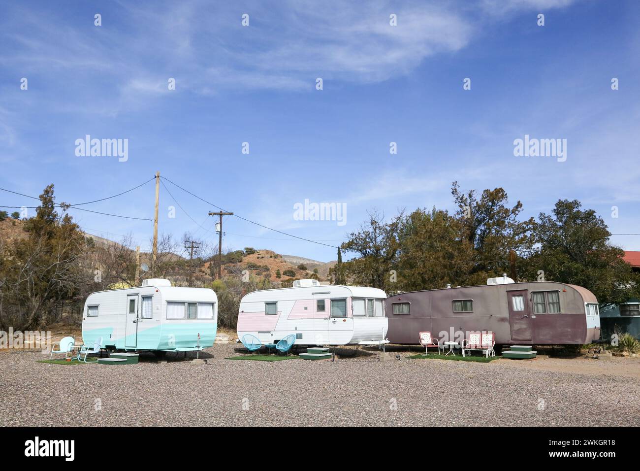 Vintage trailers at the Shady Dell in Bisbee, Arizona Stock Photo - Alamy