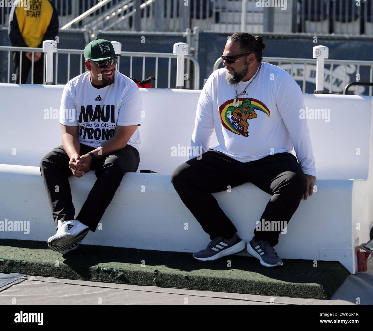 November 4, 2023 - Hawaii coaches Roman Sapolu and Eti Ena prior to a ...