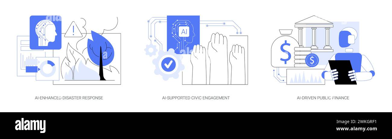 AI in Public Services abstract concept vector illustrations Stock ...