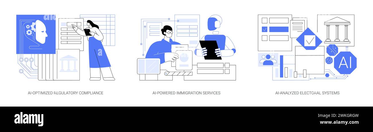 AI in Government Management abstract concept vector illustrations Stock ...