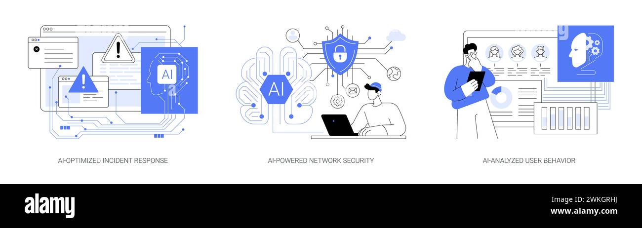AI Technology in Cybersecurity abstract concept vector illustrations ...