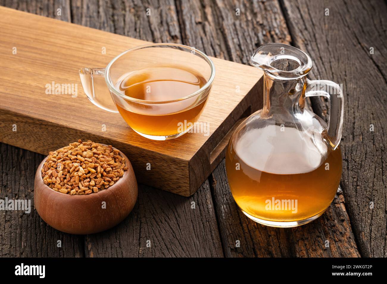 Trigonella foenum - graecum - Organic fenugreek tea and seeds Stock ...