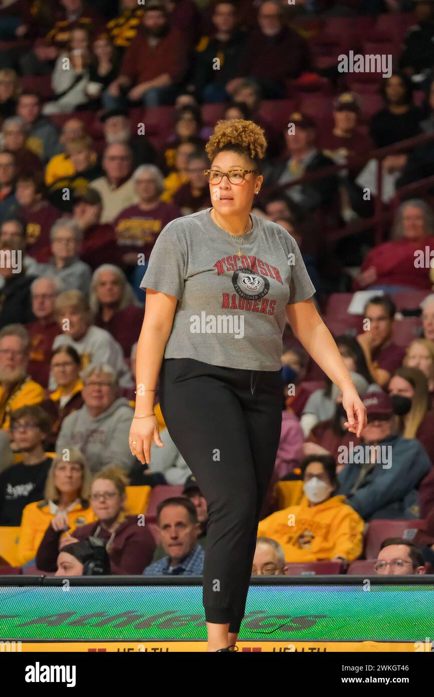 Minneapolis, Minnesota, USA. 20th Feb, 2024. Wisconsin Badgers head ...
