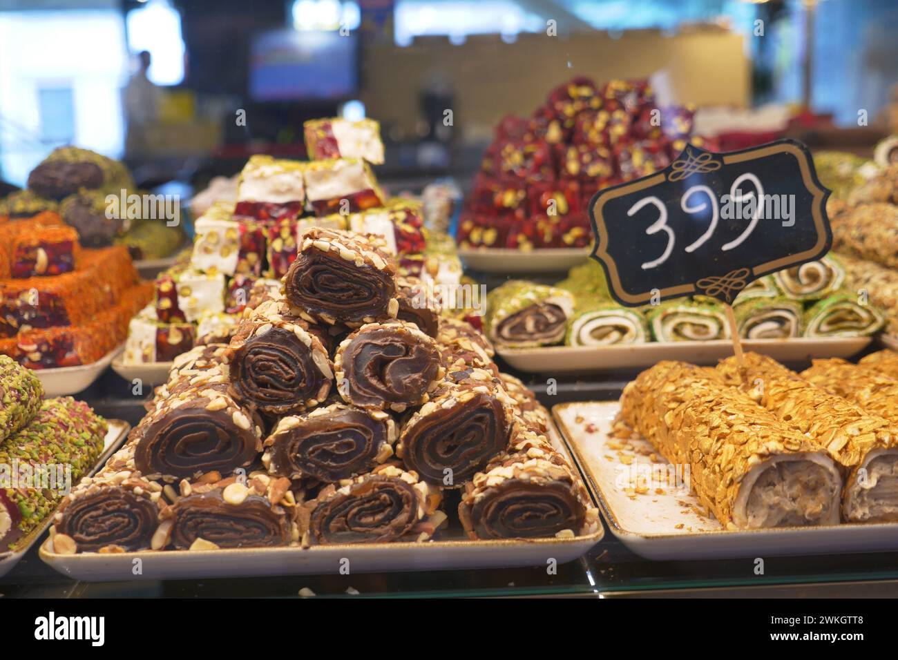 Turkish traditional sweet Turkish delight sold in the market Stock ...