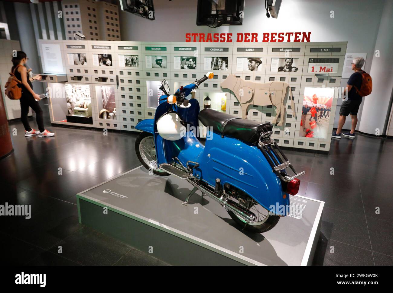 A Simson moped in the DDR Museum. The DDR Museum shows the life and ...