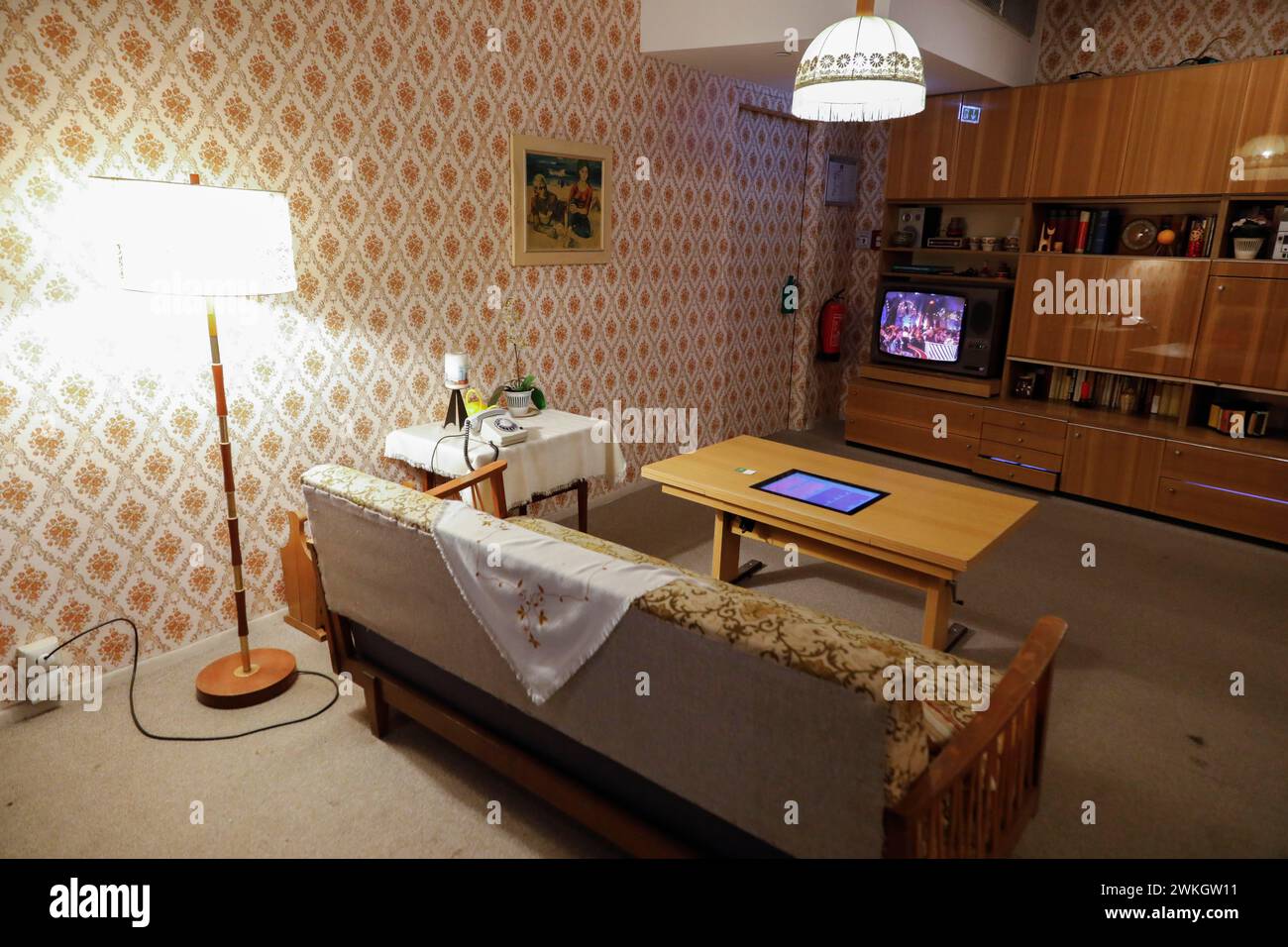 View into a living room of a prefabricated flat in the DDR Museum. The ...
