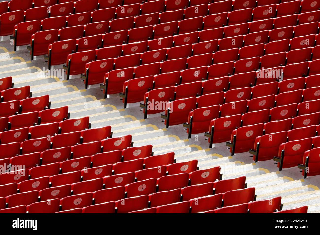 Red seats at Liverpool FC's Anfield Stadium, 02/03/2019 Stock Photo - Alamy