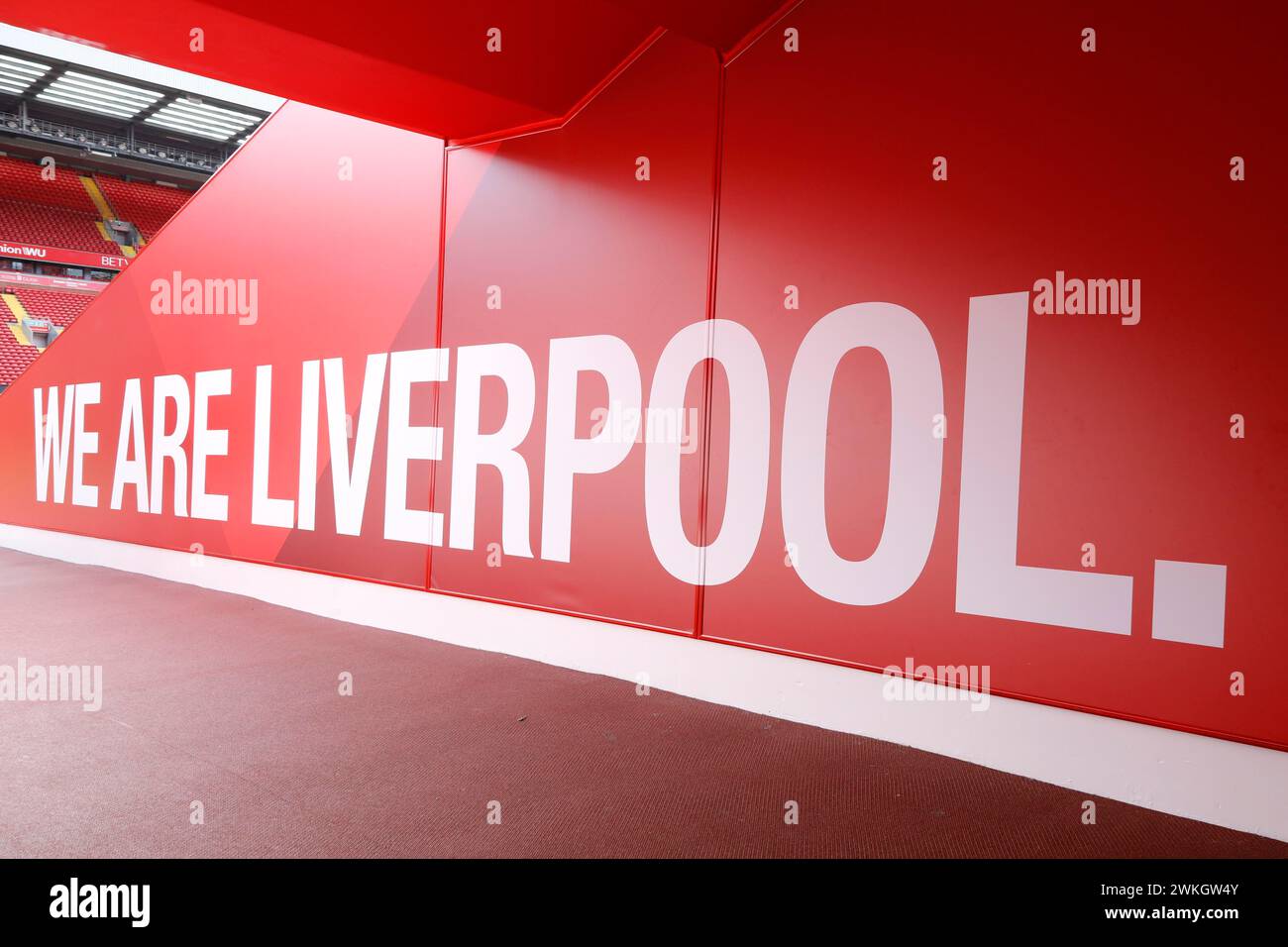 Path to the pitch with the slogan We are Liverpool, Anfield Stadium of ...
