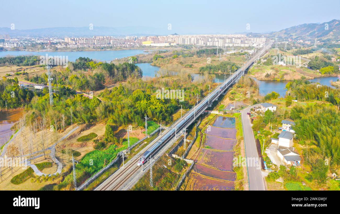 CHONGQING, CHINA - FEBRUARY 20, 2024 - A Zhengzhou-Chongqing high-speed ...
