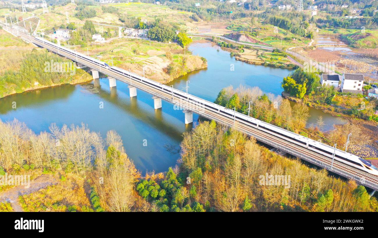 CHONGQING, CHINA - FEBRUARY 20, 2024 - A Zhengzhou-Chongqing high-speed ...