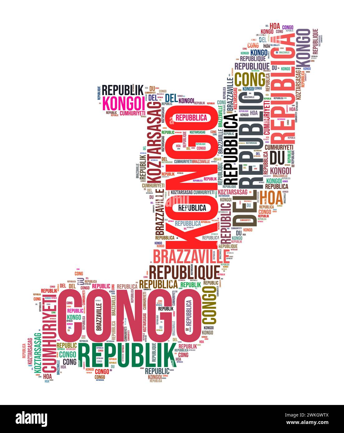 Congo country shape word cloud. Typography style country illustration ...