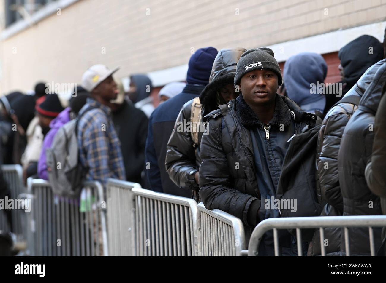 New York, New York, USA. 20th Feb, 2024. Migrants that have been sent ...