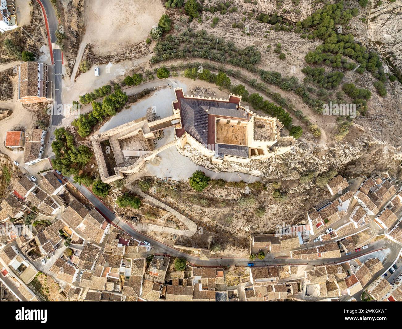 Top down ground plan aerial view of Velez Blanco castle in Spain Stock ...