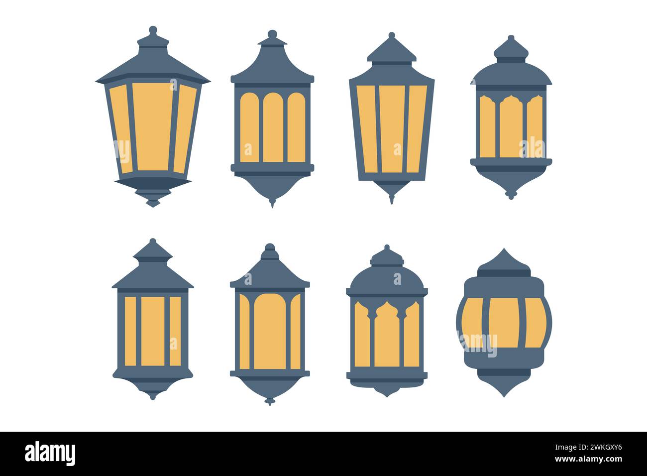 Ramadan lantern icon vector collection. Arabic style lantern ...