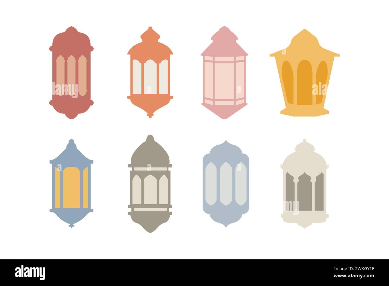 Ramadan lantern set, happy ramadan lantern flat style design vector ...