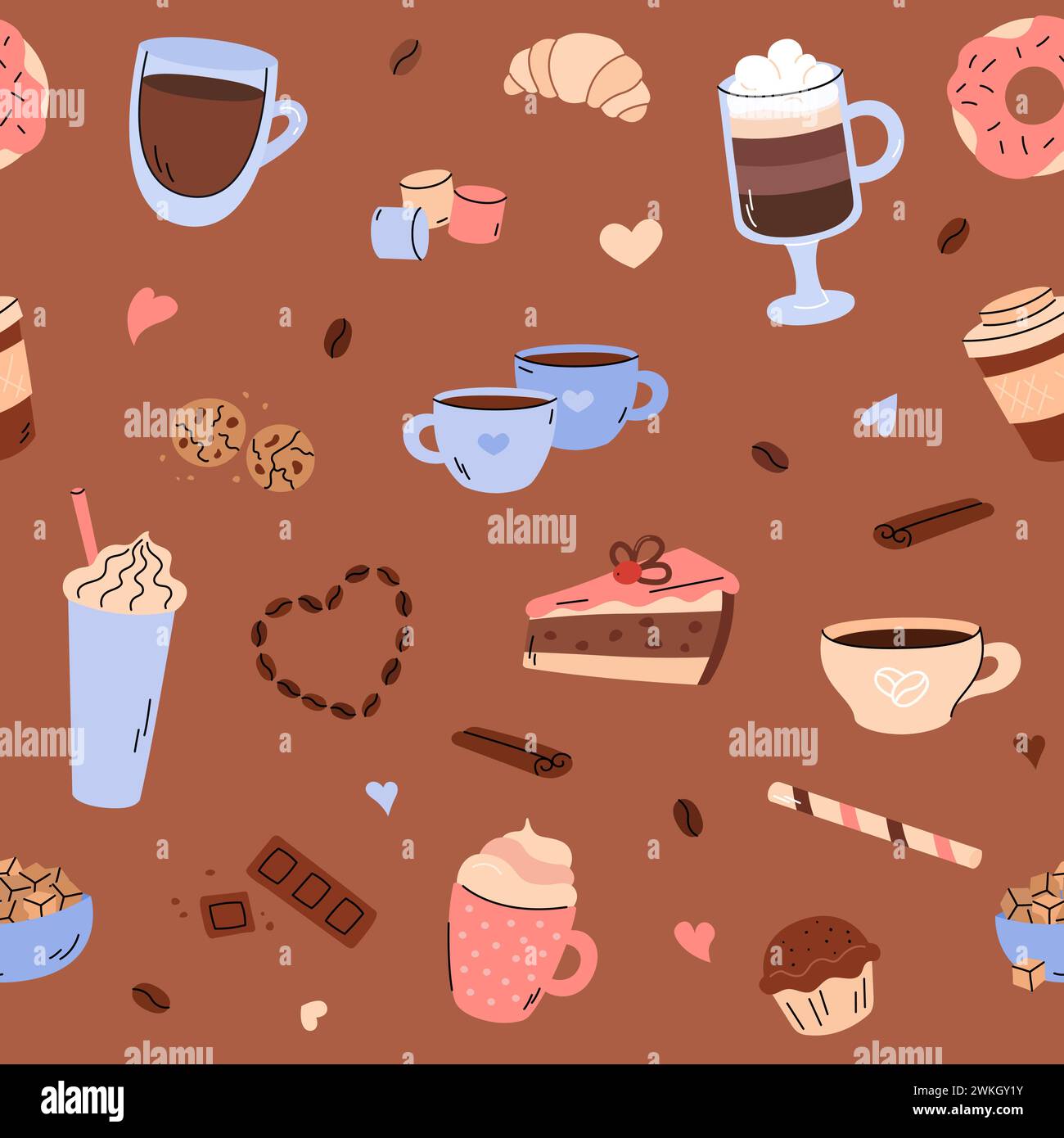 Coffee break chocolate donut Stock Vector Images - Alamy