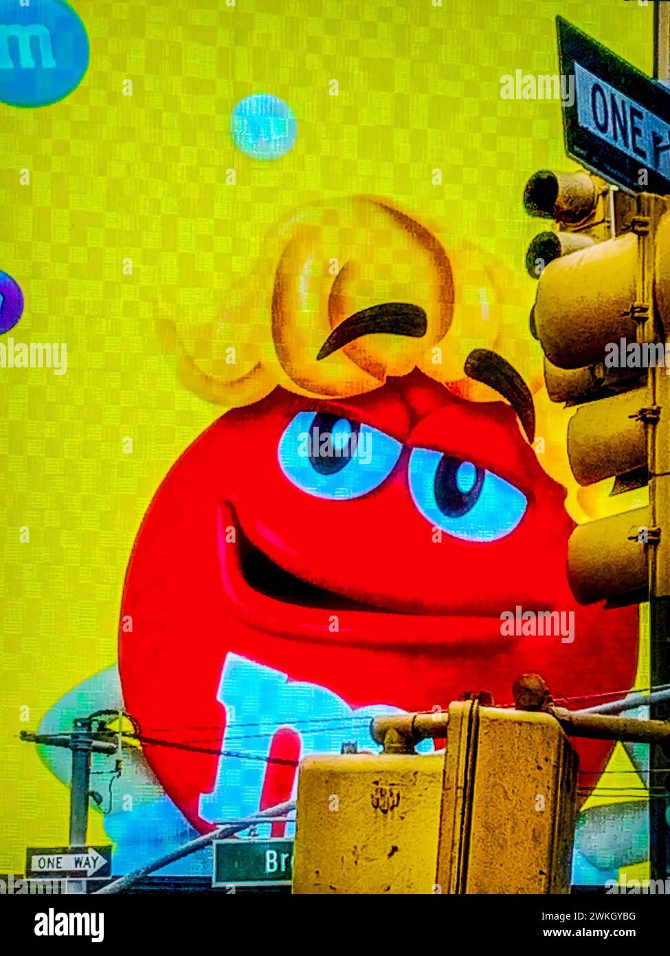 M and M candy advertising board in Times Square Stock Photo - Alamy