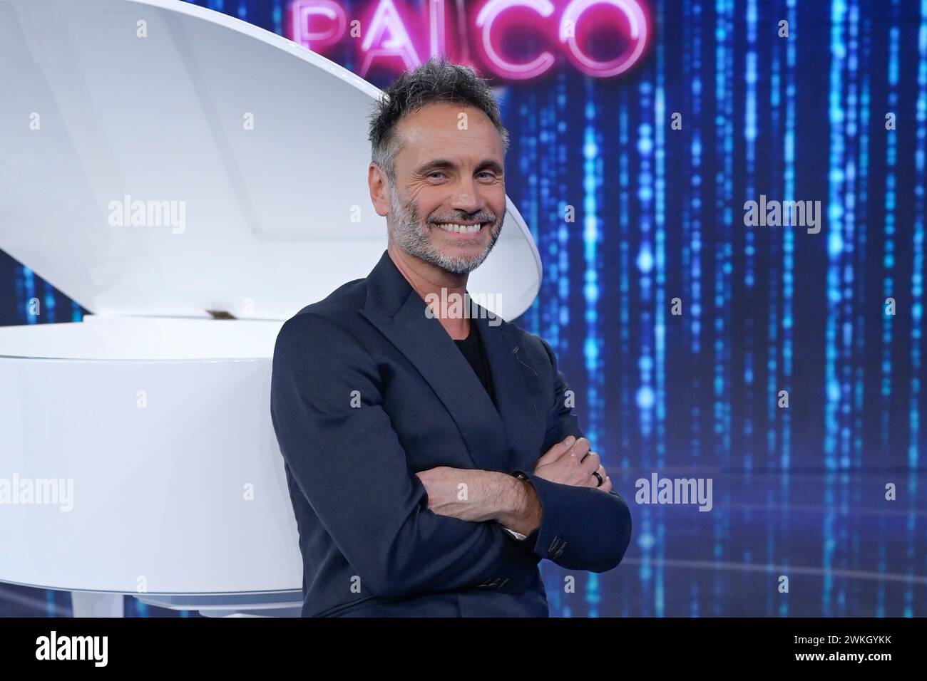 Rome, Italy. 17th Feb, 2024. Filippo Neviani, well known as Nek attends the Rai tv program ...