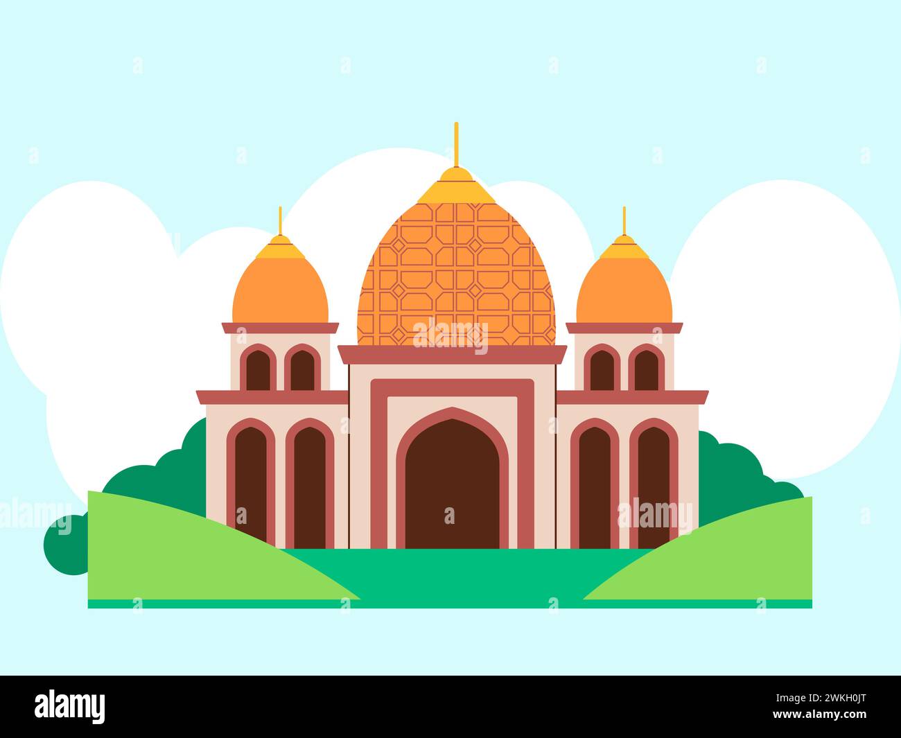 mosque with dome roof building islam religion for prayer worship holy ...