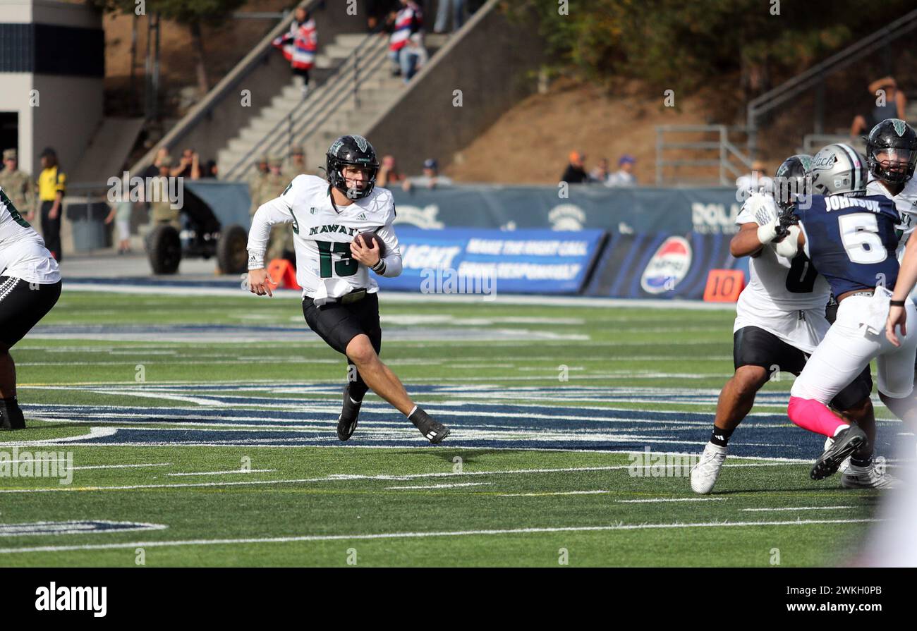 November 4, 2023 - Hawaii Rainbow Warriors quarterback Brayden Schager ...