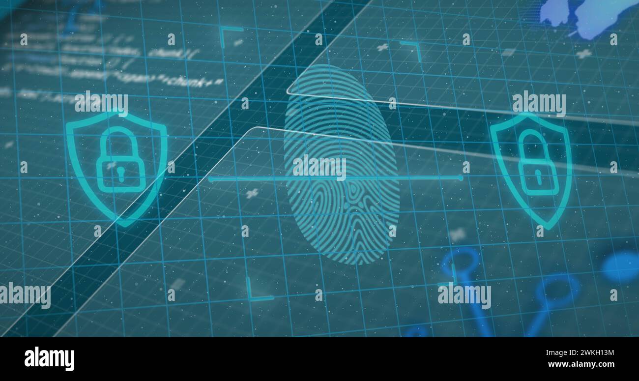 Image of fingerprint scan on a screen, cyber security check Stock Photo ...