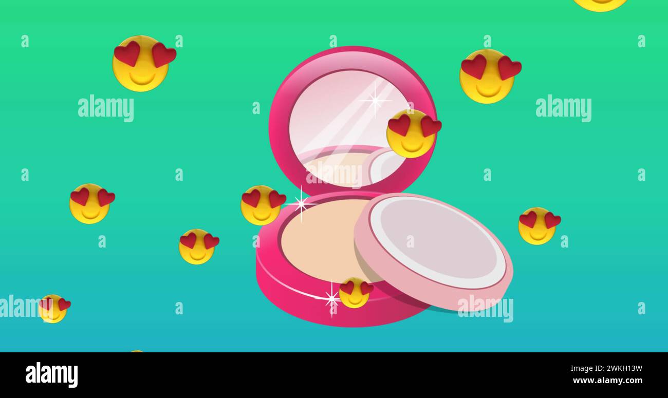 Image of digital emoji icons moving on green backgorund Stock Photo - Alamy