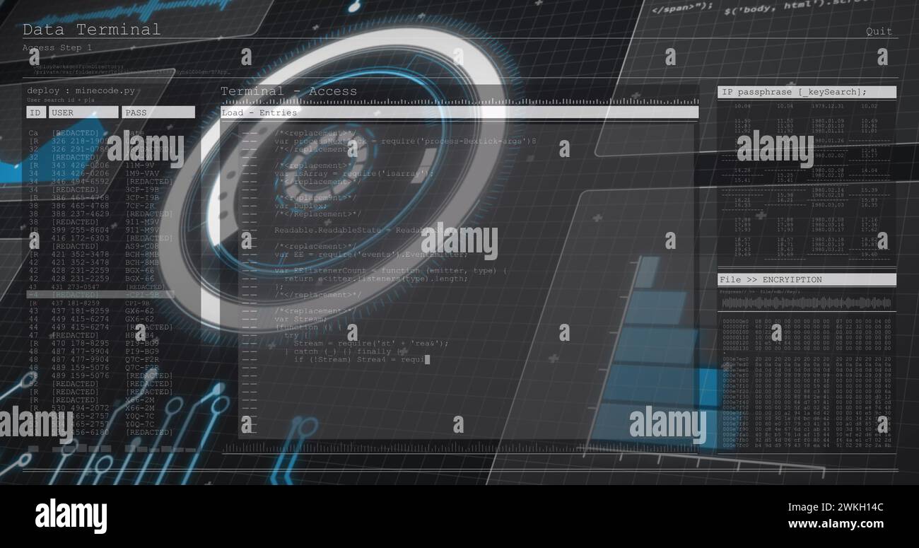 Image Of Scopes Scanning Over Grid Global Connections Data Processing And Digital Interface