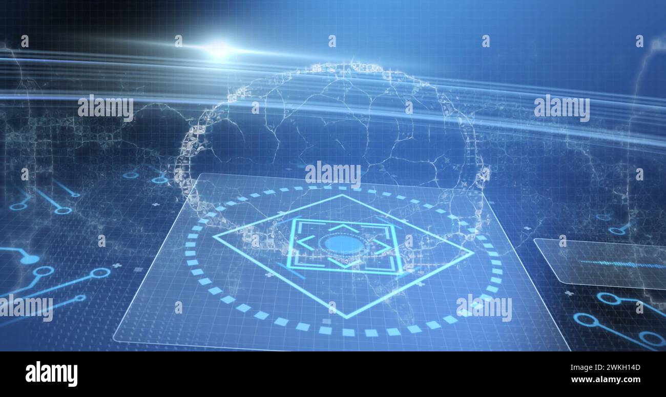 Image of brain and scopes scanning over digital screen Stock Photo - Alamy