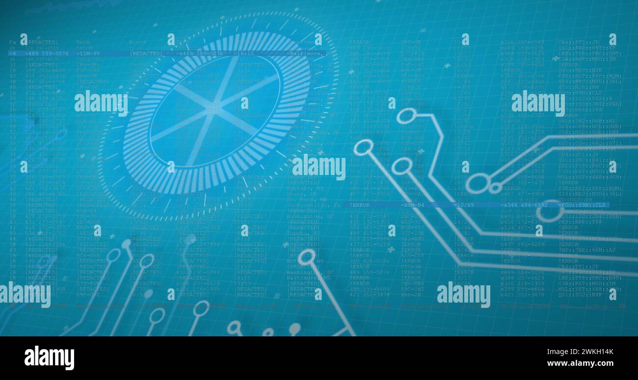 Image Of Scopes Scanning Over Grid Global Connections Data Processing And Digital Interface