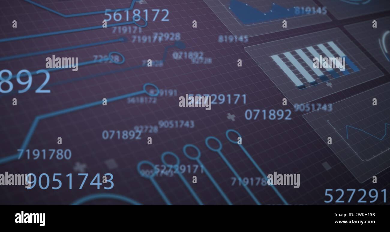 Image of data processing over grid Stock Photo - Alamy