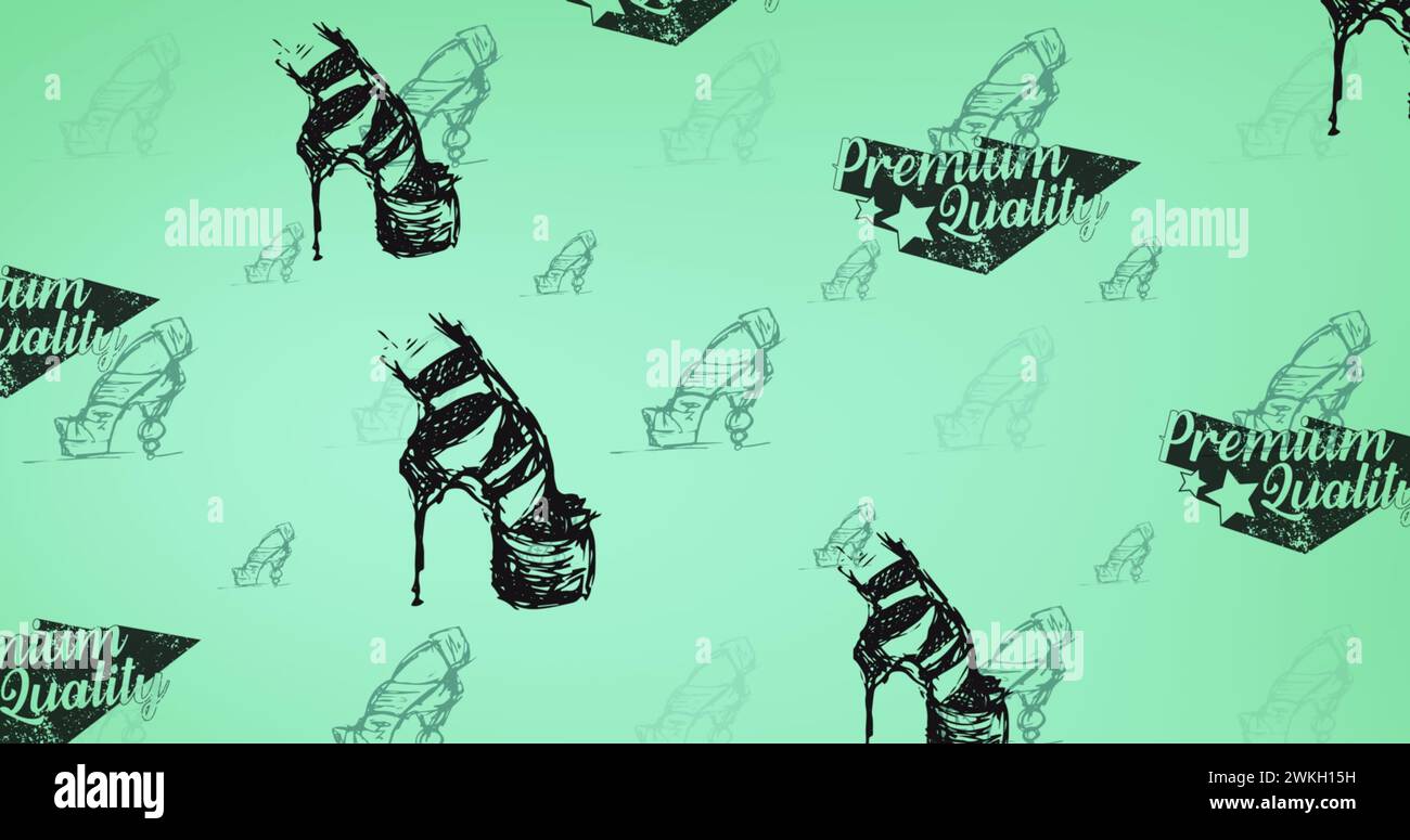 Image of shoes drawings on green background Stock Photo - Alamy