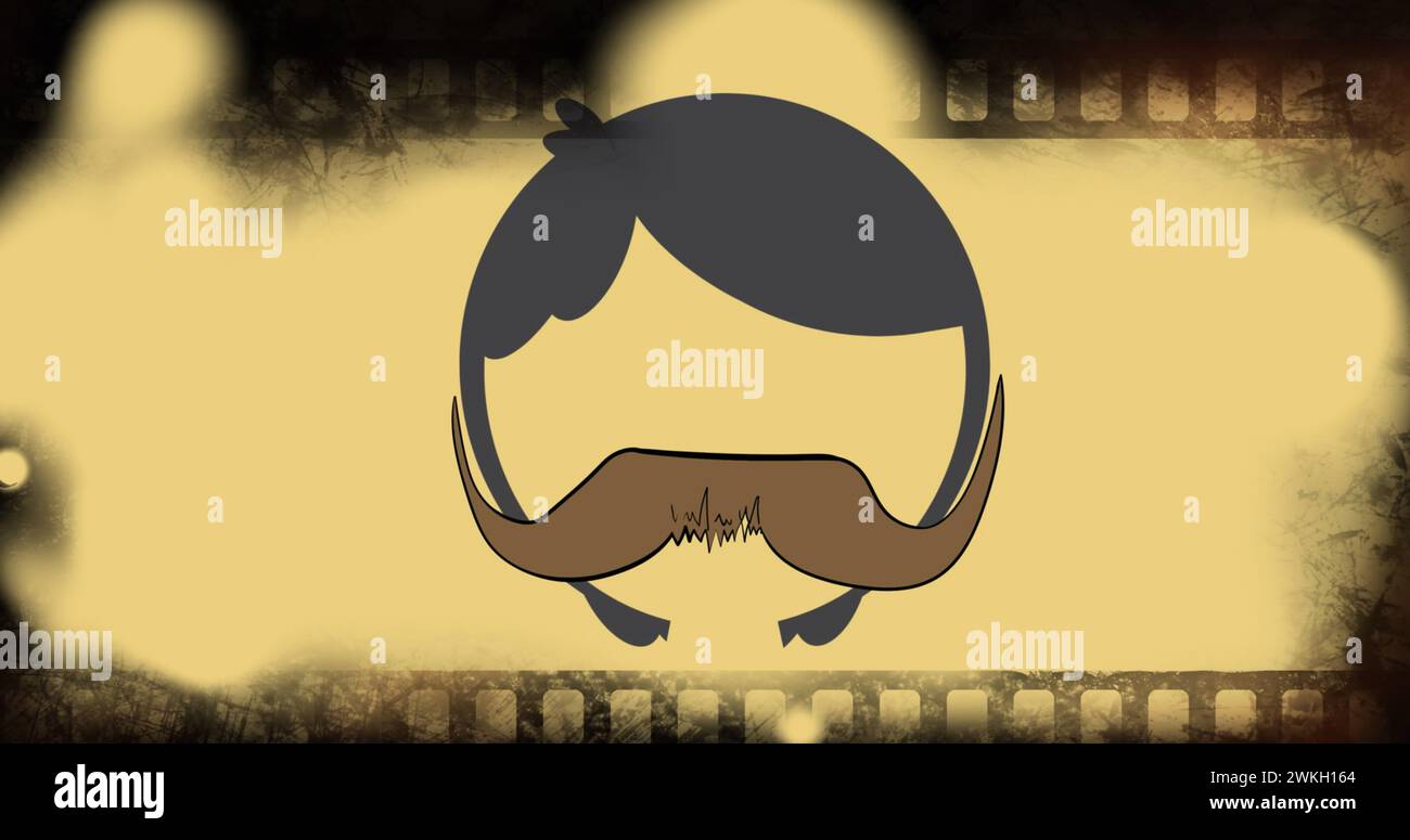 Image of moustache icons moving on yellow background Stock Photo - Alamy