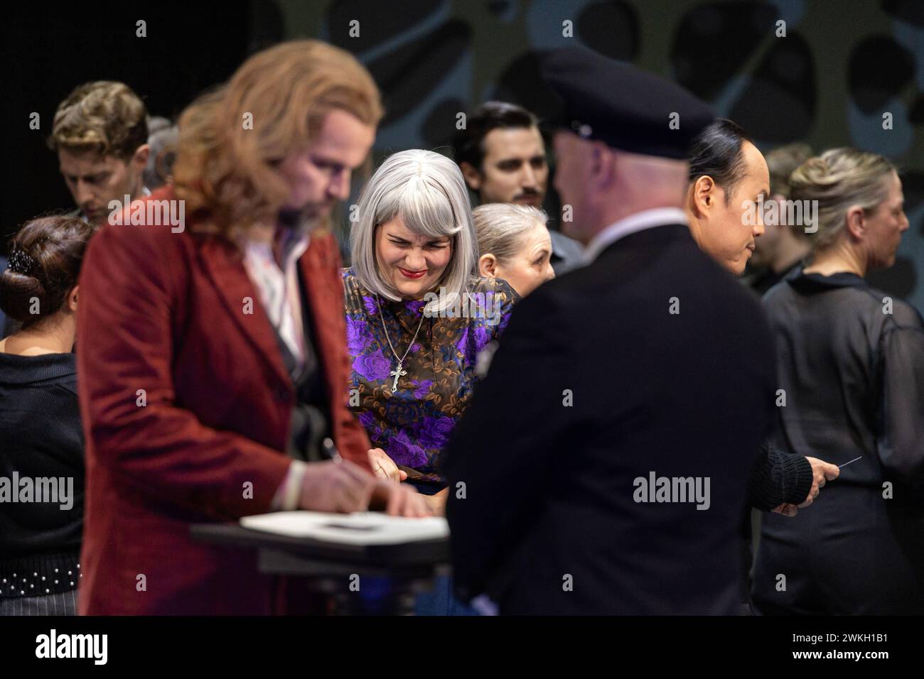 Meiningen, Germany. 20th Feb, 2024. Singers and the choir rehearse for ...