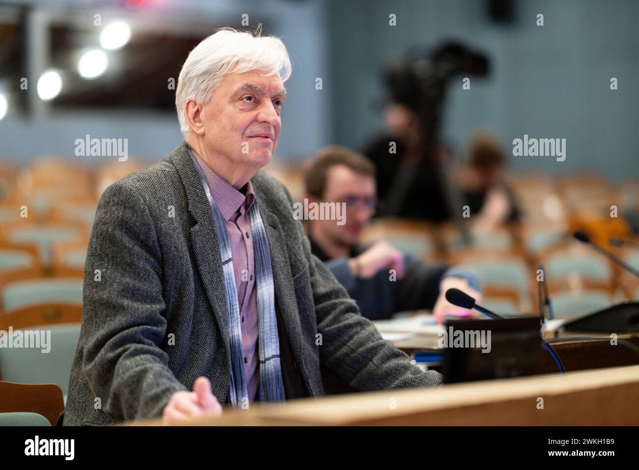 Meiningen, Germany. 20th Feb, 2024. Director Ansgar Haak follows a ...