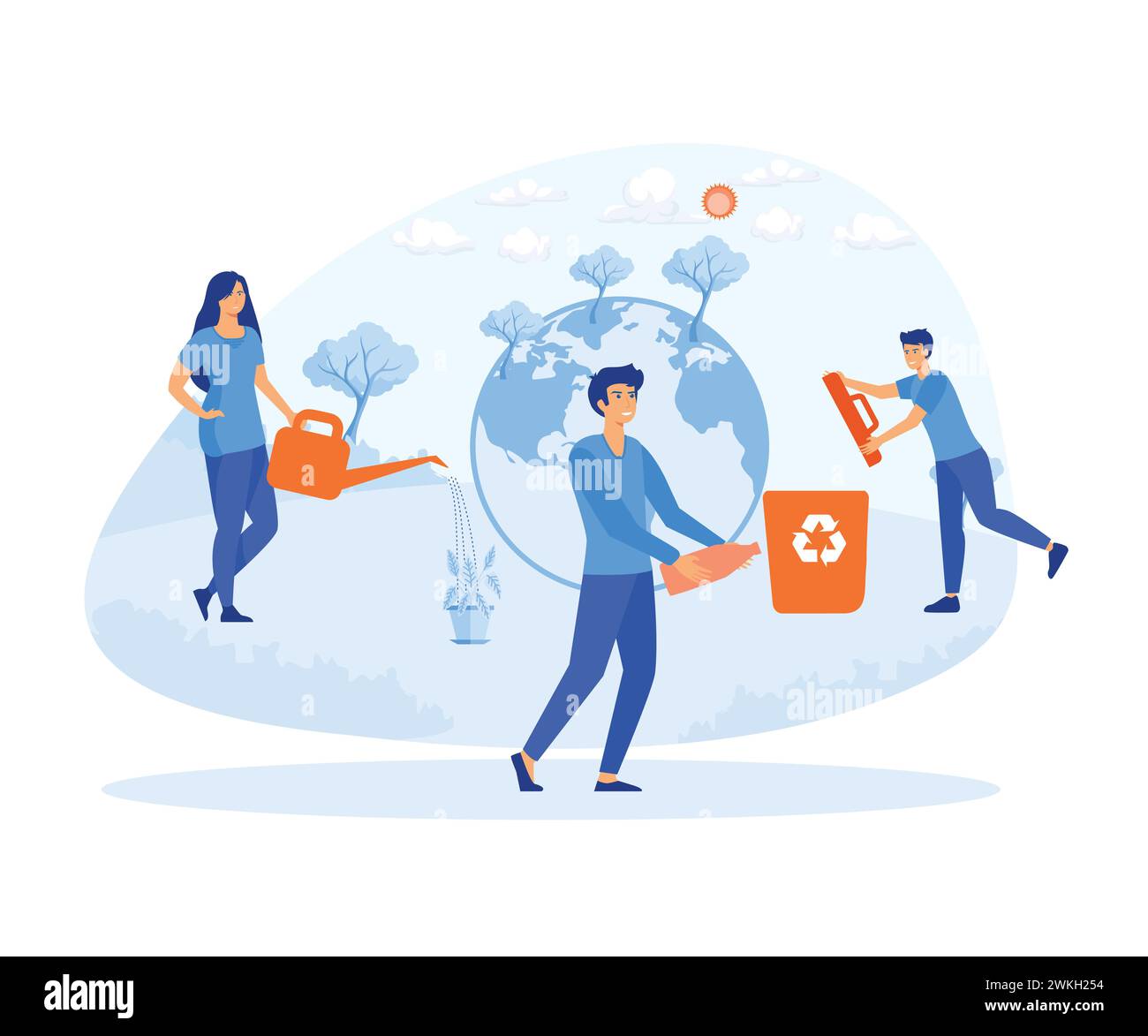 Ecology concept. People are preparing for the holiday, saving the ...