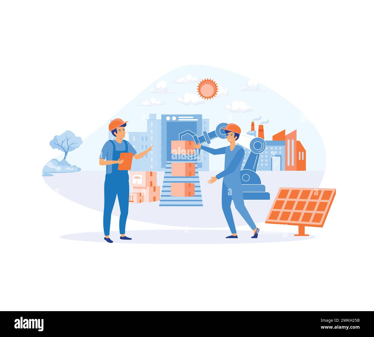 Engineer working with interactive interface. Smart industry, innovative ...