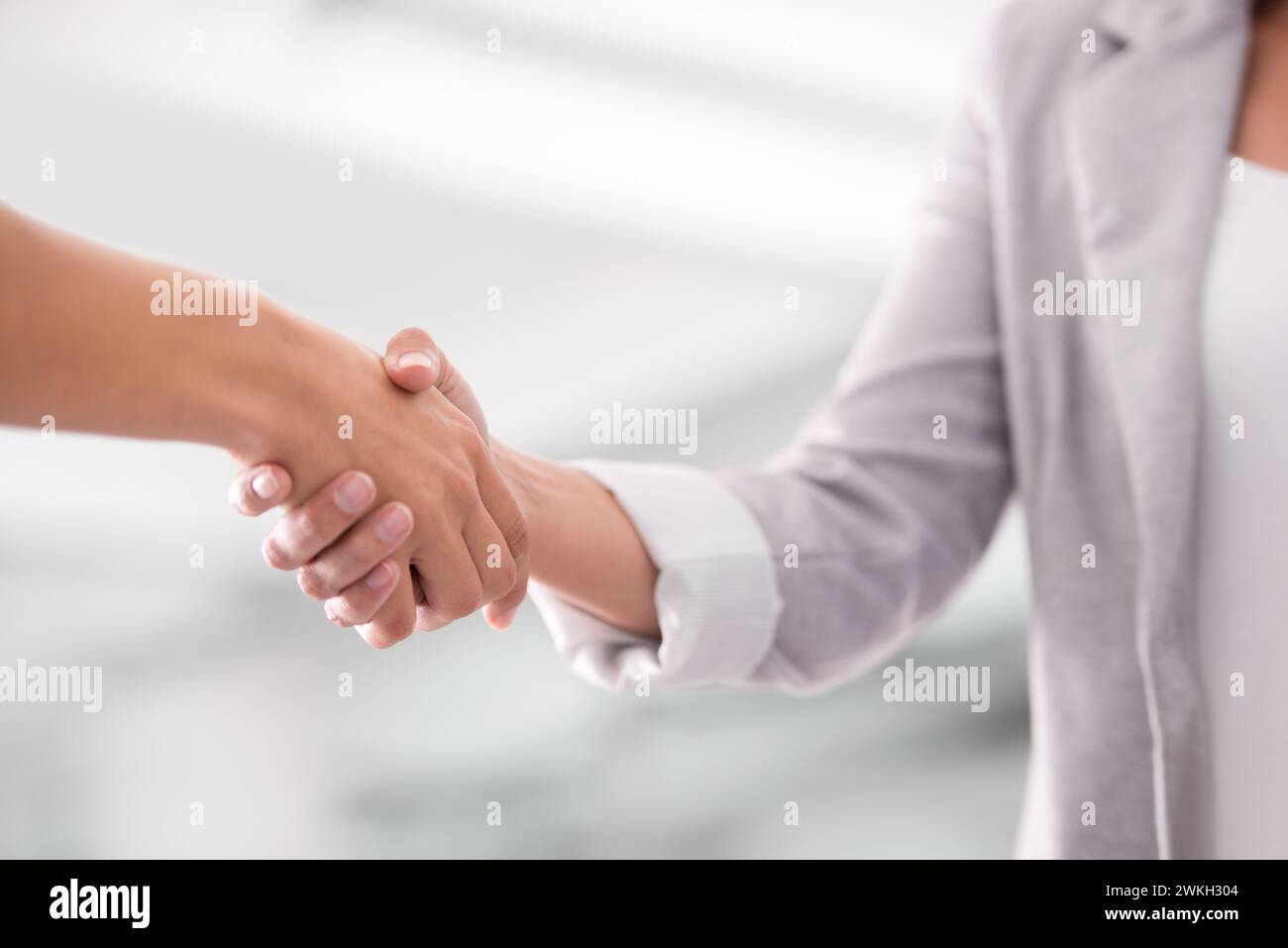 Business people, handshake and recruitment or onboarding in office ...