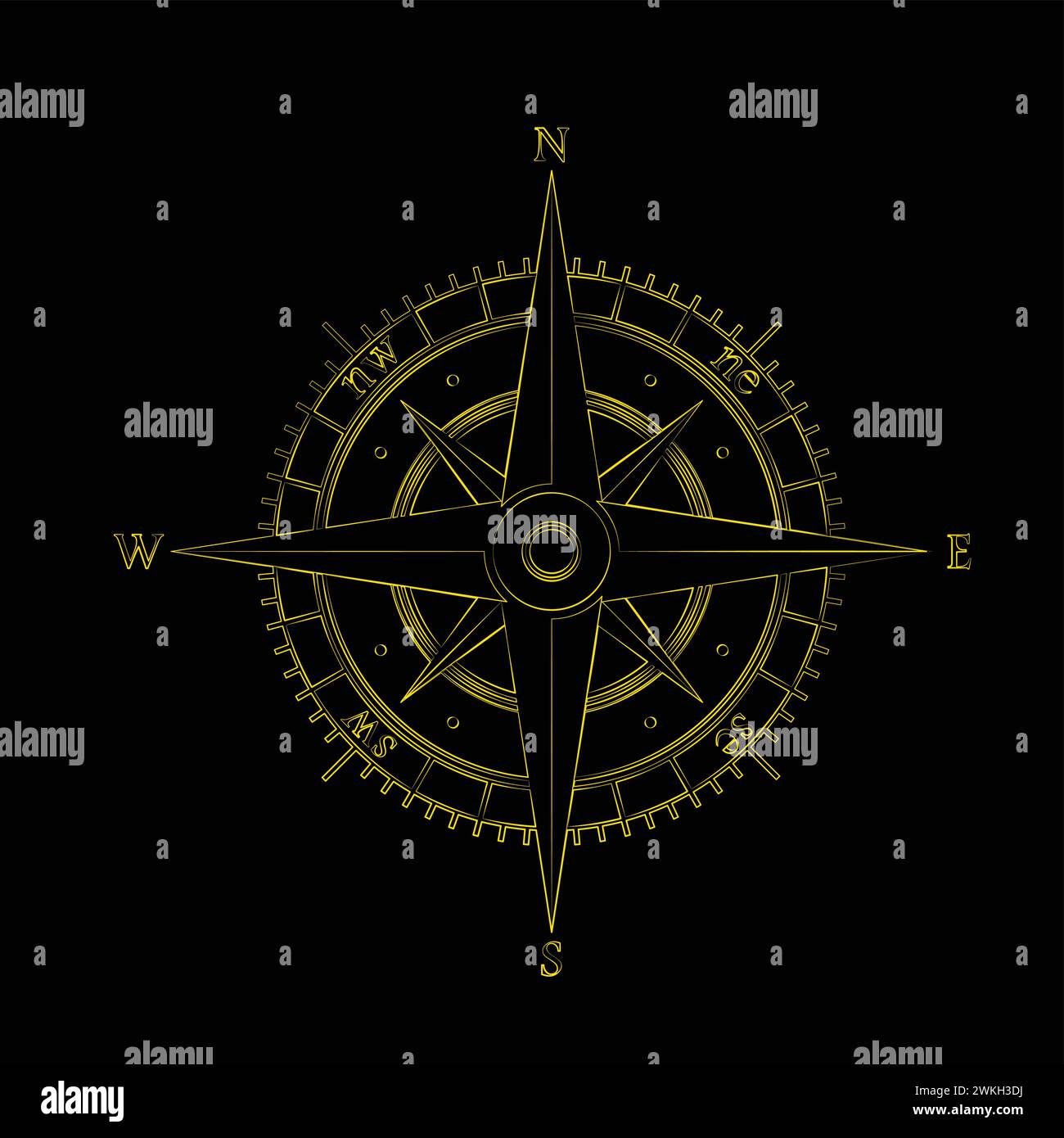 Compass golden logo outline design Stock Vector Image & Art - Alamy